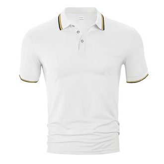 Generic Polo Homme Europe et &Eacute;tats-Unis Mode Manches Courtes Chemise Homme &Eacute;t&eacute; L&acirc;che D&eacute;contract&eacute;e Respirant Revers Tops, Blanc., 3XL