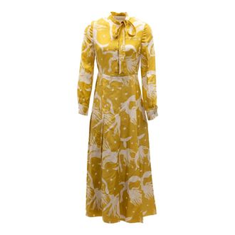 Valentino Garavani Bedrucktes Seiden-Twill-Kleid - - Dresses - Damen - Gelb - 2XS