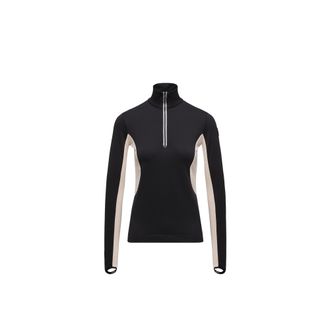 Moncler Moncler Pull &Agrave; Col Roul&eacute; Semi-zipp&eacute; Polartec, Femme, Noir, Taille: Xs