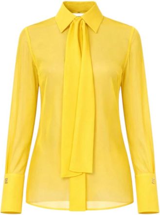 Elisabetta Franchi Femme, Blouses et Chemises, Jaune, Taille: 44 FR Chemise en Georgette avec Lavalli&egrave;re