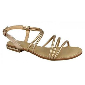 Savannah Sandales d&eacute;t&eacute; plates pour femme avec boucle &agrave; larri&egrave;re, Or rose., 39 EU