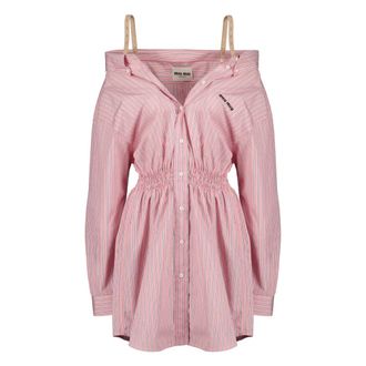 Miu Miu Gestreiftes Hemdblusenkleid - - Dresses - Damen - Rosa - XS