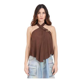 Pinko Halterneck-Top mit Schnallenverzierung - - Tops - Damen - Braun - M