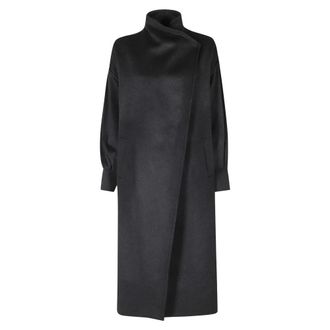Federica Tosi Manteau Long en Laine &agrave; Imprim&eacute; Animal - Femme - Manteaux - Noir - Taille: 36 FR