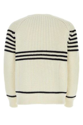 Loewe Mens Ivory Wool Blend Sweater Offwhitenavy Exterior: Acetate Maglieria