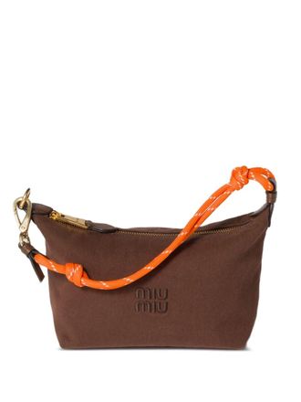 Miu Miu mini sac Gabardine à logo - Marron
