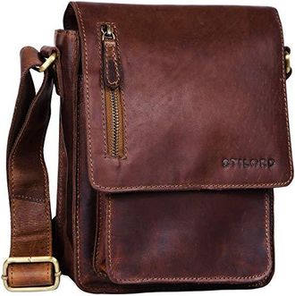 STILORD Finn Petite Sac a Bandouliere pour Hommes Vintage Sacoche Sac Messager Besace Sac &Eacute;paule Cuir de Buffle V&eacute;ritable, Couleur:cognac - marron fonc&eacute;