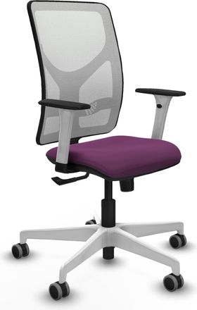 Piqueras y Crespo Violetter Schreibtischstuhl mit wei&szlig;en und schwarzen Armlehnen, h&ouml;henverstellbare Lendenwirbelst&uuml;tze, mit 3 Positionen, Wei&szlig; / Violett