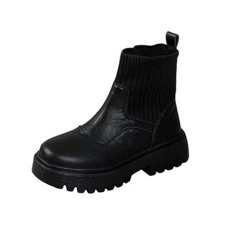 Generic Bottines Chelsea d&eacute;contract&eacute;es &agrave; talon bas et &eacute;pais pour femme - &Eacute;l&eacute;gantes - Bout rond - Patchwork - Classique et confortable - Pour lautomne et lhive