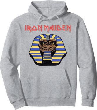 Iron Maiden Pharaoh Graphic Head Heather Grey Pullover Hoodie