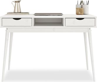 IDIMEX Schreibtisch Stefano mit 2 Schubladen und Fach weiß - Bürotisch aus Massivholz. Langlebiges Material, schadstoffarme Lacke
