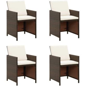 vidaXL vidaXL Chaises de jardin avec coussins lot de 4 R&eacute;sine tress&eacute;e Marron