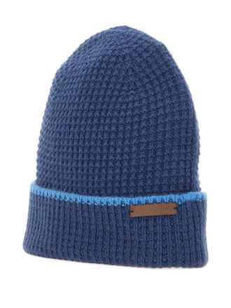 Kiton logo-tag beanie hat - Bleu