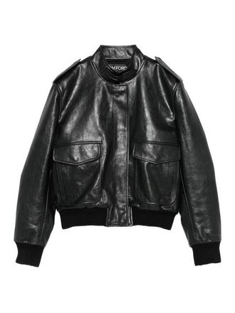 Tom Ford Manteau En Cuir - Noir