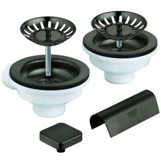 GROHE Zubeh&ouml;r - Ablaufgarnitur f&uuml;r Doppelsp&uuml;le, Hard Graphite geb&uuml;rstet 40999AL0 - Grohe