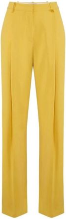Elisabetta Franchi Femme, Pantalons, Jaune, Taille: 38 FR Pantalon en cr&ecirc;pe l&eacute;ger avec breloque logo