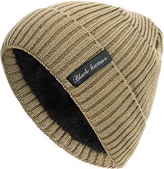 Generic Femmes &Eacute;pais Hommes et Chapeau Cap Automne Chaud et Tricot&eacute; Hiver Chapeaux Chapeaux Cuir Hiver Chapeaux, kaki, Taille unique