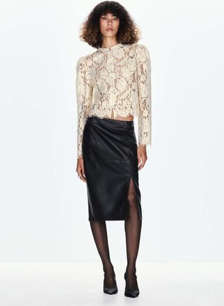 Mango Blouse dentelle fleurie &eacute;cru - Femme - XS - MANGO