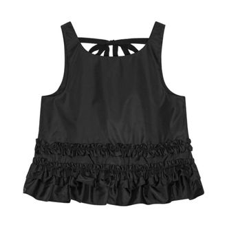 Ganni Schwarzes &auml;rmelloses R&uuml;schen Saum Top - - Tops - Damen - Schwarzk - S