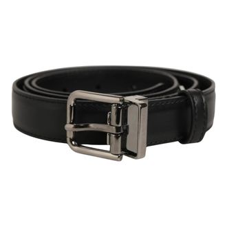 Dolce & Gabbana Lederg&uuml;rtel mit silberner Metallschnalle - - Accessories - Herren - Schwarzk - ONE SIZE