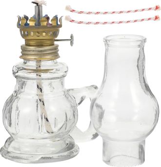 BESPORTBLE Housoutil Vintage Glas-Petroleumlampe, Tisch-&Ouml;llampe aus dickwandigem, hitzebest&auml;ndigem Glas, transparent, windfest - Retro &Ouml;llampe f&uuml;r Zuhause, Notbe