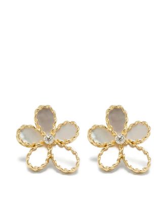 Roberto Coin boucles doreilles en or 18ct serties de diamant et de nacre