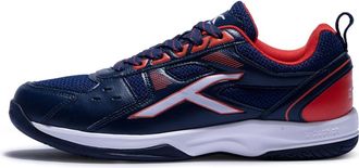 Hundred Raze Non-Marking Professional Badminton Shoes for Men (Navy Orange Red, Size: UK 8 US 9 EU 42) Material Upper: Polyester, Sole: Rubber Suitable for In