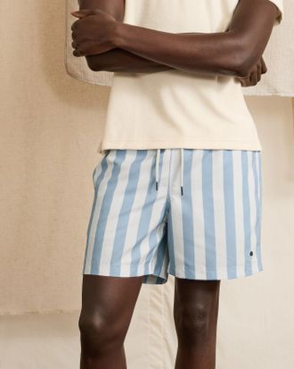 Faguo Short de bain &eacute;cru et bleu clair