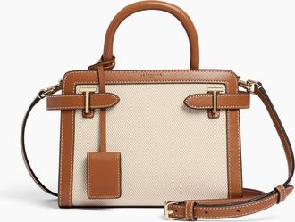 Le Tanneur Petit sac &agrave; main Emilie en toile coton et cuir lisse