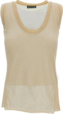 Durazzi Milano Femme, Tops, Beige, Taille: 40 FR Deep Crew-Neck Tank
