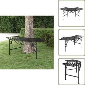 vidaXL The Living Store Baumbank 113 cm Schwarz Stahl - GartenzSitzbank - Metallbank - Baumbank - Outdoor M&ouml;bel - Gartenm&ouml;bel