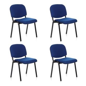 hjh OFFICE 704510 Lot de 4 chaises visiteurs XT 600 Revêtement Tissu Bleu Chaise de conférence rembourrée, empilable