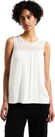 Street One Damen A323313 Top mit Ajourdetails, Off White, 36