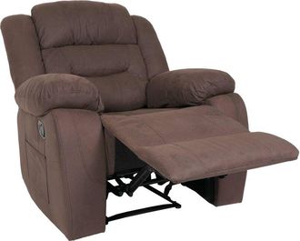 Hhg Fernsehsessel 021, xxl Relaxsessel TV-Liegesessel Nosagfederung Wildleder-Optik Stoff/Textil bis 200kg braun