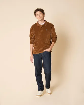 Faguo Polo manches longues camel coton bio