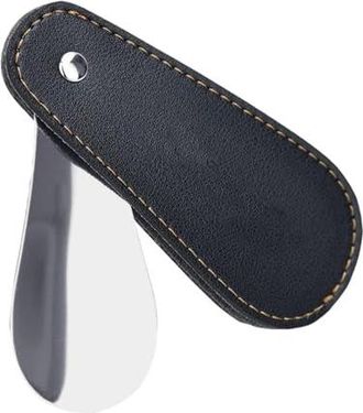 Generic Petit chausse-pied - Chausse-pied en acier inoxydable avec housse en cuir synthétique | Outil de enfilage de chaussures, outil de mise en chaussure, o