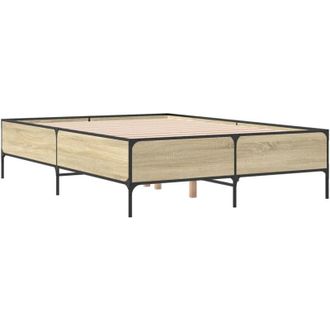 vidaXL Bettgestell Sonoma-Eiche 120x200 cm Holzwerkstoff und Metall Vidaxl