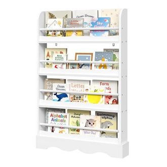 Woltu Biblioth&egrave;que Montessori pour Enfants, Petite &Eacute;tag&egrave;re de Rangement &agrave; 4 Niveaux sur Pied, Meuble Mural en Bois et MDF pour Chambre denfants, Salle de Je