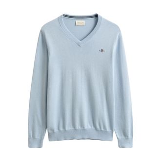 GANT Klassisches Baumwoll-V-Ausschnitt - - Knitwear - Herren - Blau - 2XL