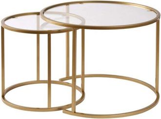 Asir Group LLC Asir Group Llc - Ensemble de 2 tables gigognes rondes en m&eacute;tal et verre Aurum