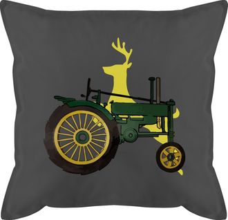 Shirtracer Kissen 50x50 - Traktoren - Traktor Hirsch Deer - 50 x 50 cm - Grau - geschenke f&uuml;r traktorfans landwirt trecker mit f&uuml;llung landwirtschaft traktorfan 