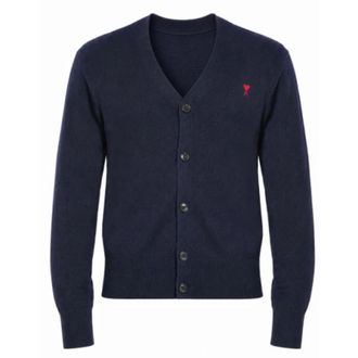 Ami Homme, Pulls, Bleu, Taille: XL Cardigan De Coeur