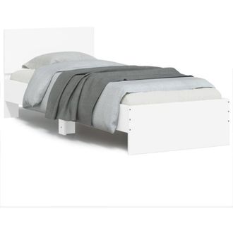vidaXL Bettgestell mit Kopfteil und LED-Leuchten Wei&szlig; 90x200 cm Vidaxl