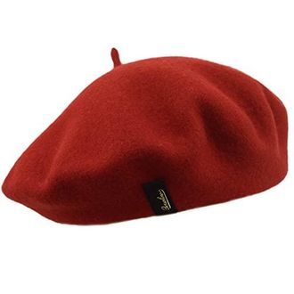 Borsalino Casquette Basco pour femme | 100 % laine | Patrizia Beret | Fabriqu&eacute; en Italie, rouge, Taille Unique