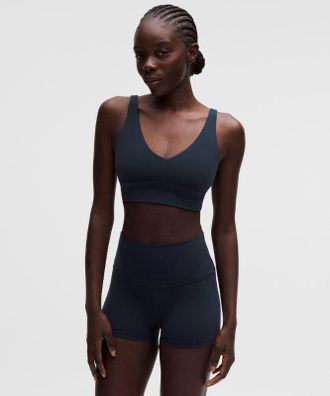 lululemon Focuser V-Neck Bra Light Support, A/B Cup pour Femmes - Bleu - Taille 2XS