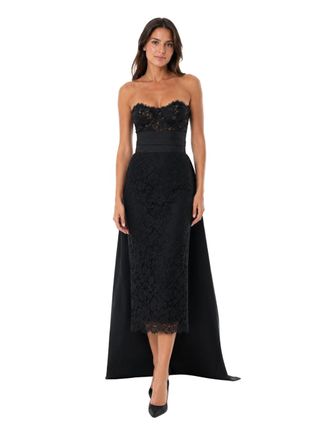 Monique Lhuillier Womens Midi Dress Black Cotton