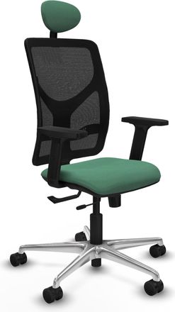 Piqueras y Crespo Gr&uuml;ner Drehstuhl mit 2D-Armlehnen, h&ouml;henverstellbarer Lendenwirbelst&uuml;tze und festem Kopfteil, ausgestattet mit Syncro/Traslack und Schneideschaum, Sch