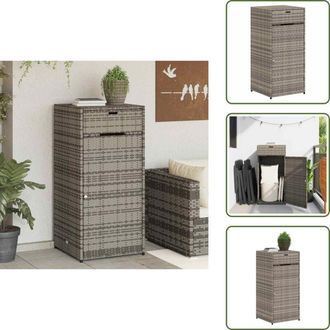vidaXL The Living Store Gartenschrank Grau 55x55x111 cm Poly Rattan - Outdoor-Schrank - Gartenschrank - Stauraum - Gartenorganisation - Polyrattan