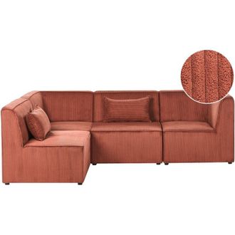 Beliani Modul Ecksofa 4-Sitzer LEMVIG Cord Goldbraun rechtsseitig