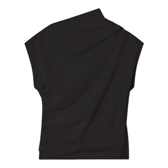 Ganni Femme, Blouses et Chemises, Noir, Taille: 36 FR Haut en Coton Stretch Froissé